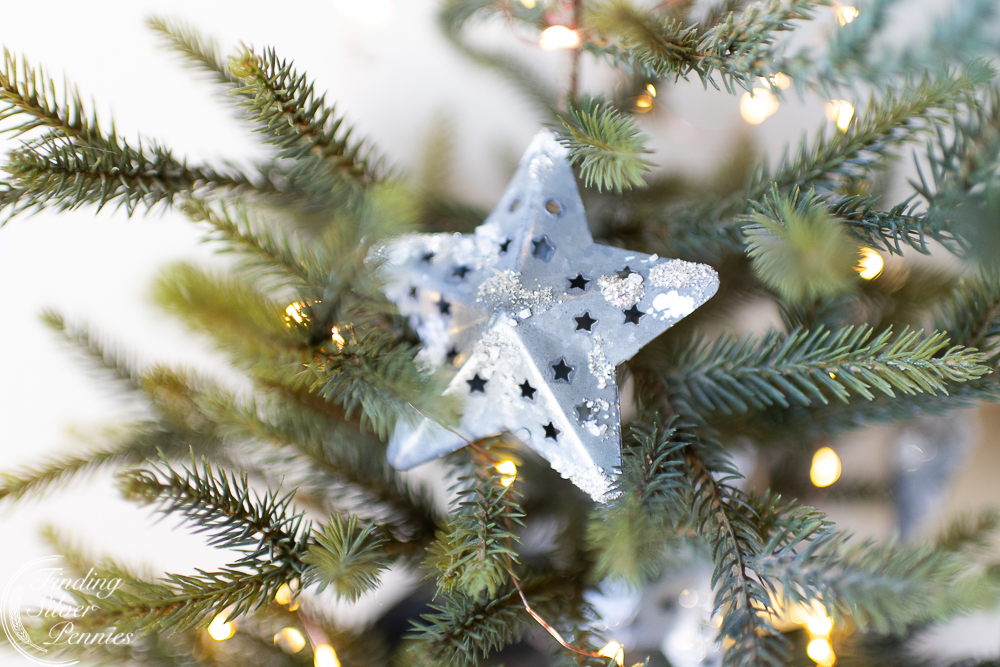 DIY Snowy Galvanized Star Ornaments - Finding Silver Pennies