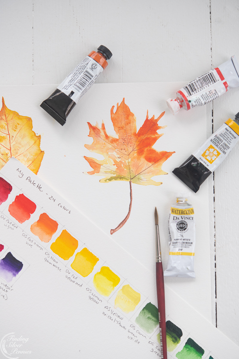 Watercolor Fall Leaf Printable - Finding Silver Pennies