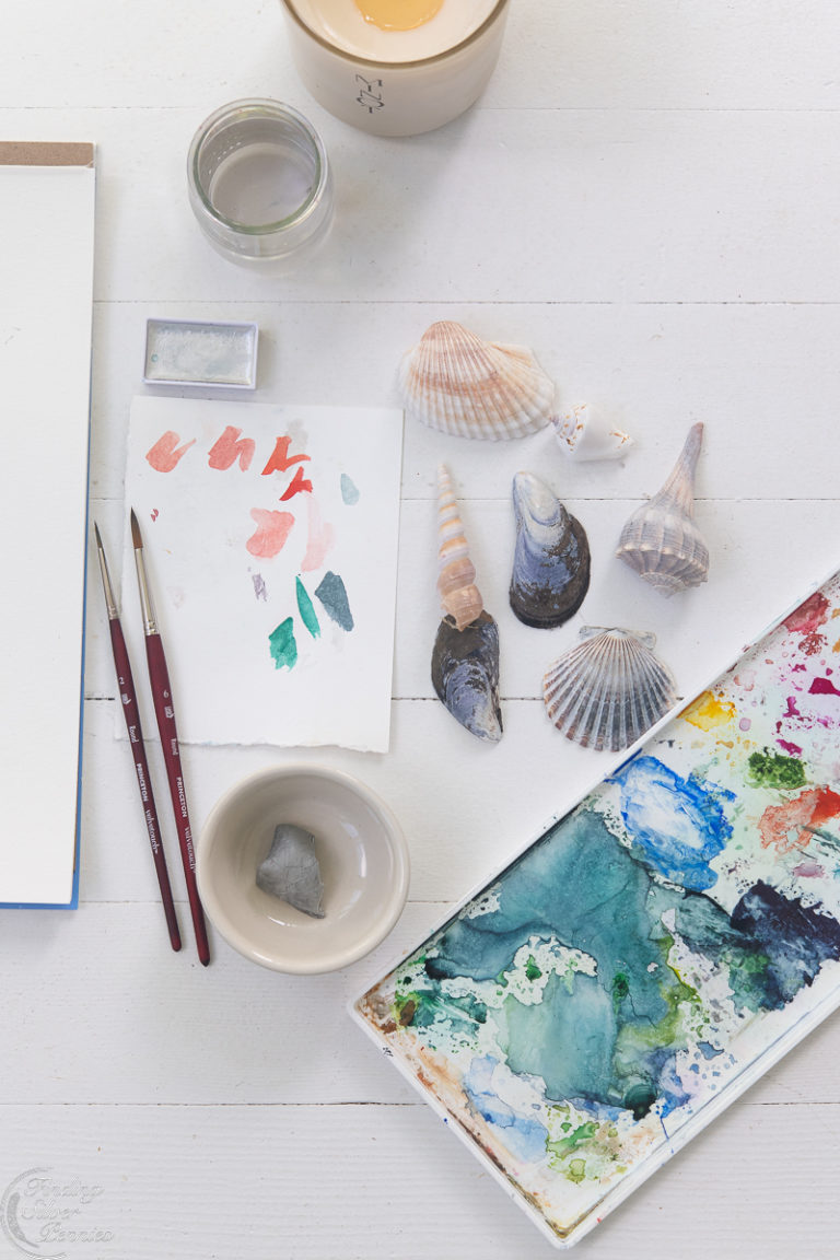 Painting Seashells (with watercolor) - Finding Silver Pennies